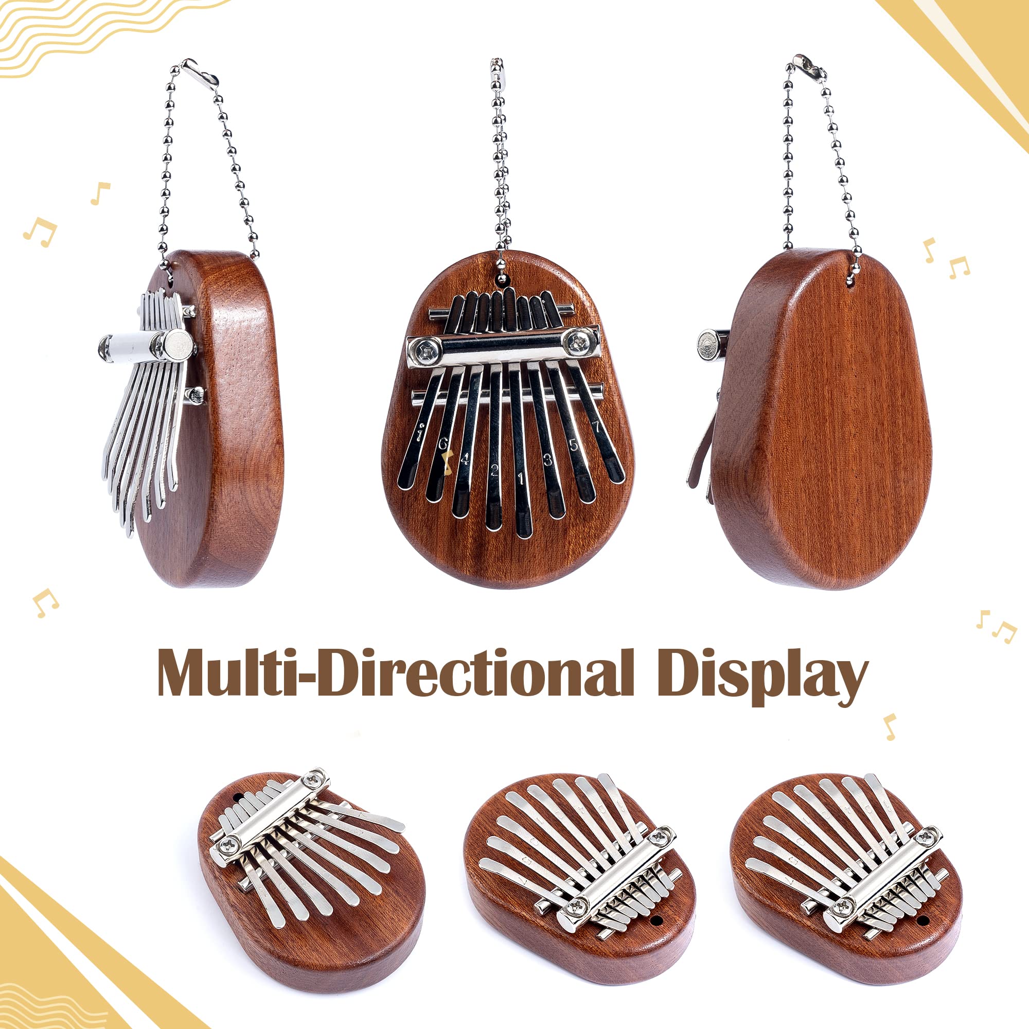 MOTZU Mini Kalimba, 8 Keys Finger Thumb Piano, Portable Mbira Solid Wood Finger Piano, Special Musical Instrument Gift for Kids, Adults, and Beginners