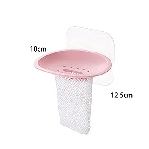 PLMM soap Box, Creative Sucker Wall Drain Water Net Pocket Soap Dish Storage Holder Soapbox Plate Tray Drain Bathroom Kitchen Tools (Color : Beige)