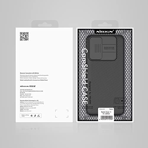 XiaoMi RedMi Note 11 (4G) Case with Camera Cover,Slim Fit Thin Polycarbonate Protective Shockproof Cover with Slide Camera Cover, Upgraded Case for XiaoMi RedMi Note 11 (4G) (Black)