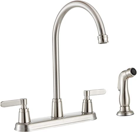 VAPSINT 4 Hole Kitchen Faucet with Sprayer,High Arc Commercial Brushed Nickel Stainless Steel Kitchen Sink Faucet 360 Degree Swivel Pullout Kitchen Faucets for Sink 3 Hole