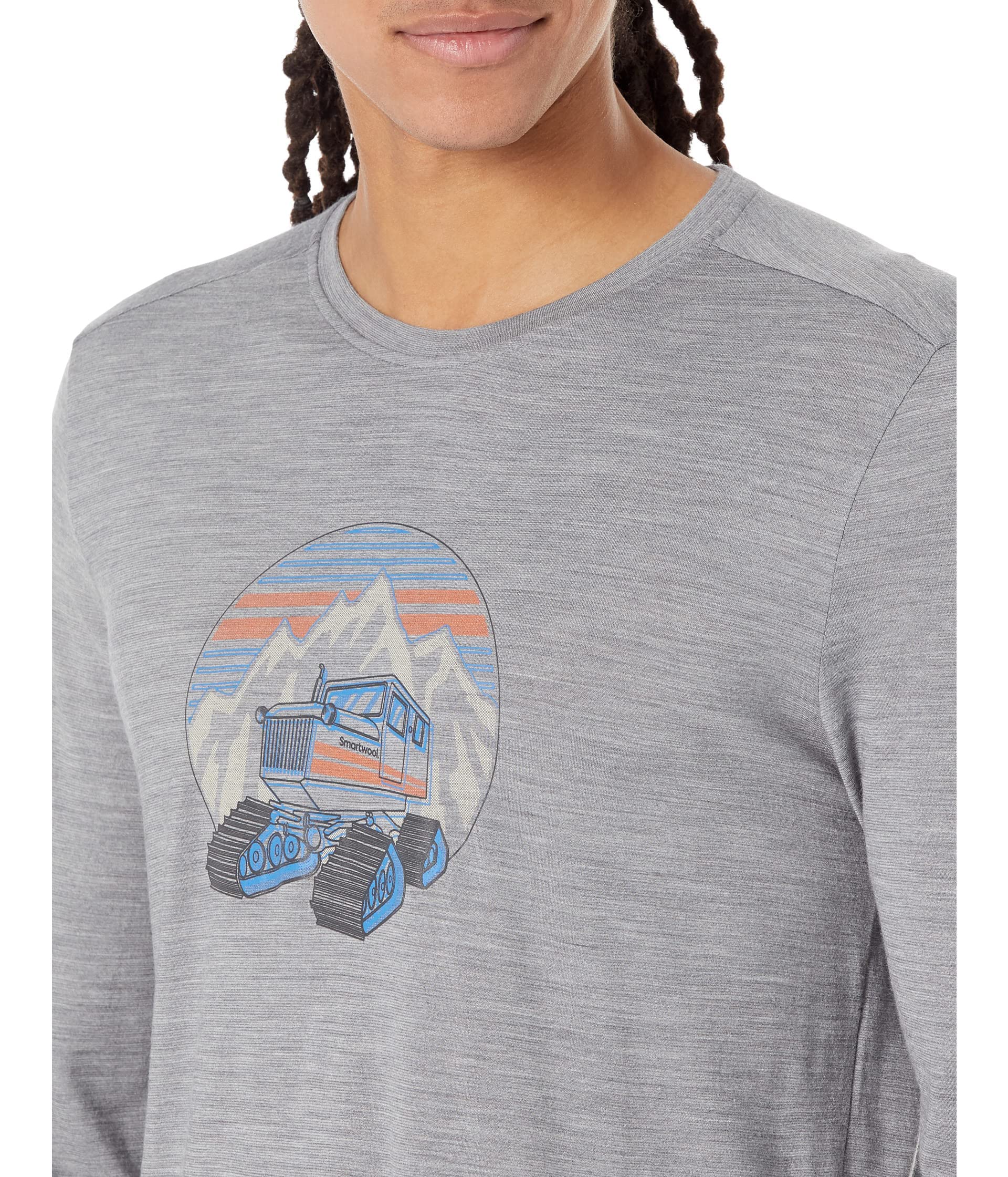 Smartwool Men's Merino Wool Long Sleeve Snowcat Trek Graphic Tee (Regular Fit), Black, X-Large