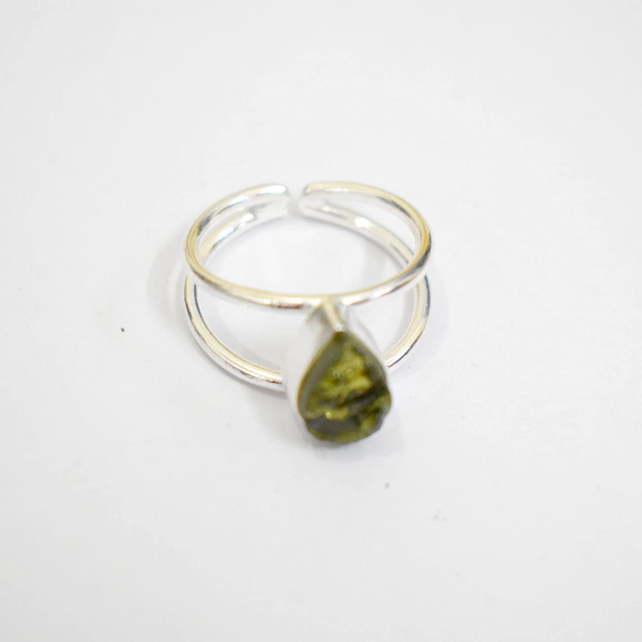 Raw Gemstone Ring, silver plated jewellery, Moldavite Rough Silver Plated Ring, Moldavite Ring, Brass Ring, gift for her, gift for him, Moldavite jewellery (10 US)