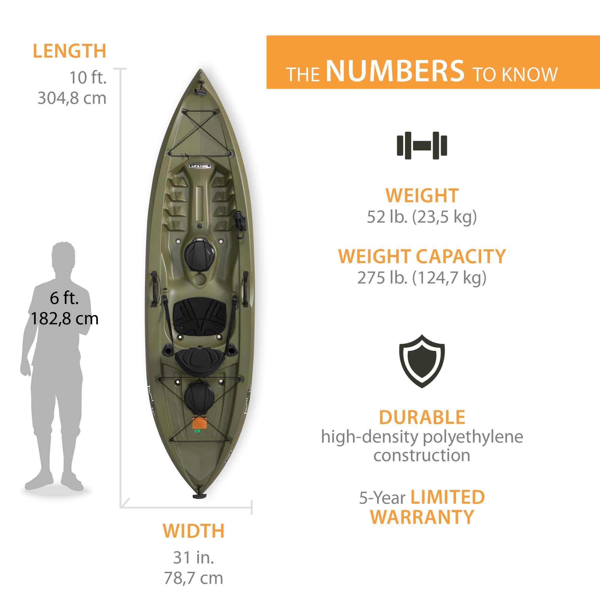 Lifetime Tamarack Angler Sit-On-Top Kayak, Olive, 120"