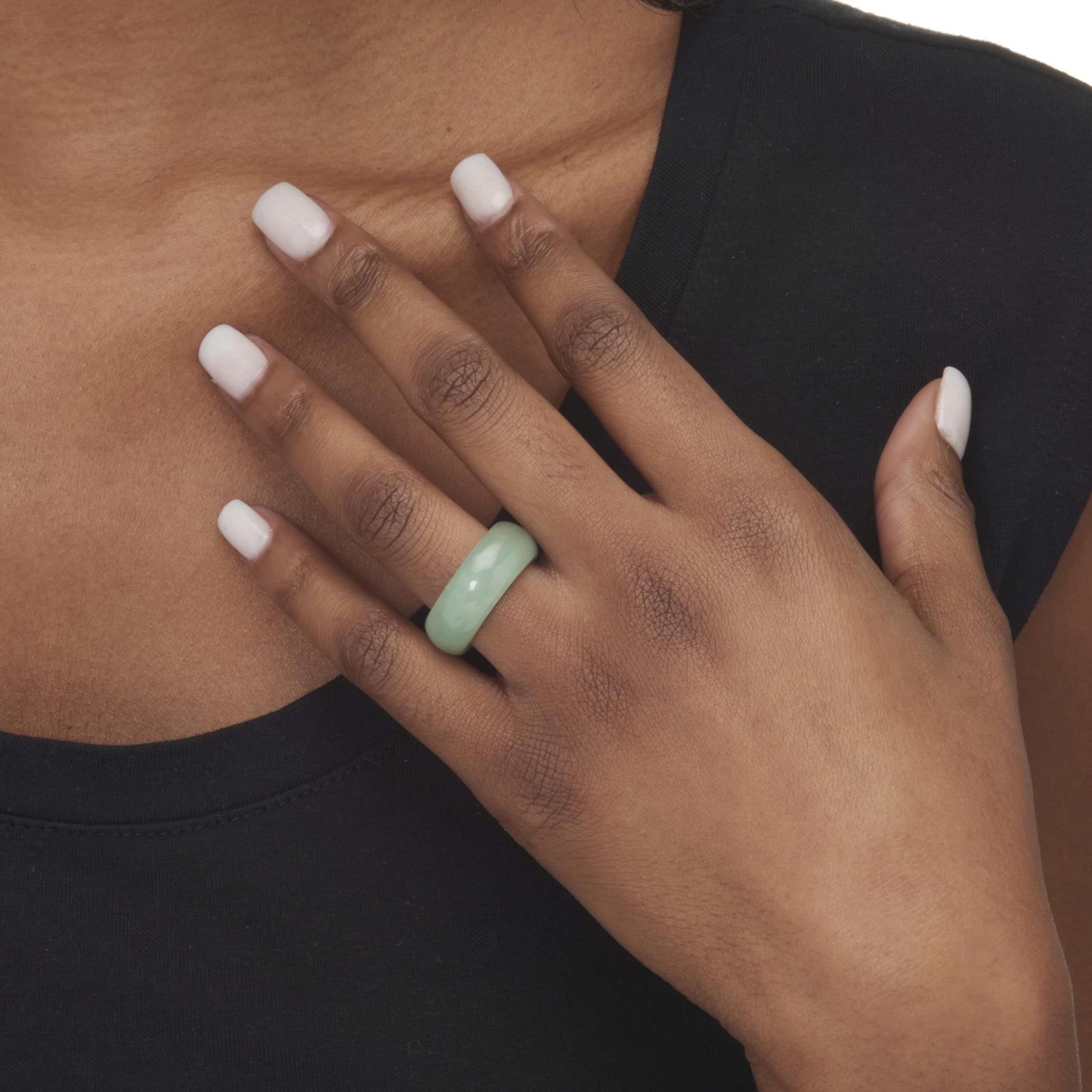 PalmBeach Genuine Green Jade Band Ring Sizes 6-10 Size 8