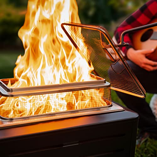 TIKI Brand Retreat Fire Pit Screen and Poker, Fire Pit Screen - Spark Protector for Outdoor Fire Pit | 18 x 11 x 7 inches, Fire Pit Poker | 32.9 x 3.8 x 3.8, Gold and Black, 132000968