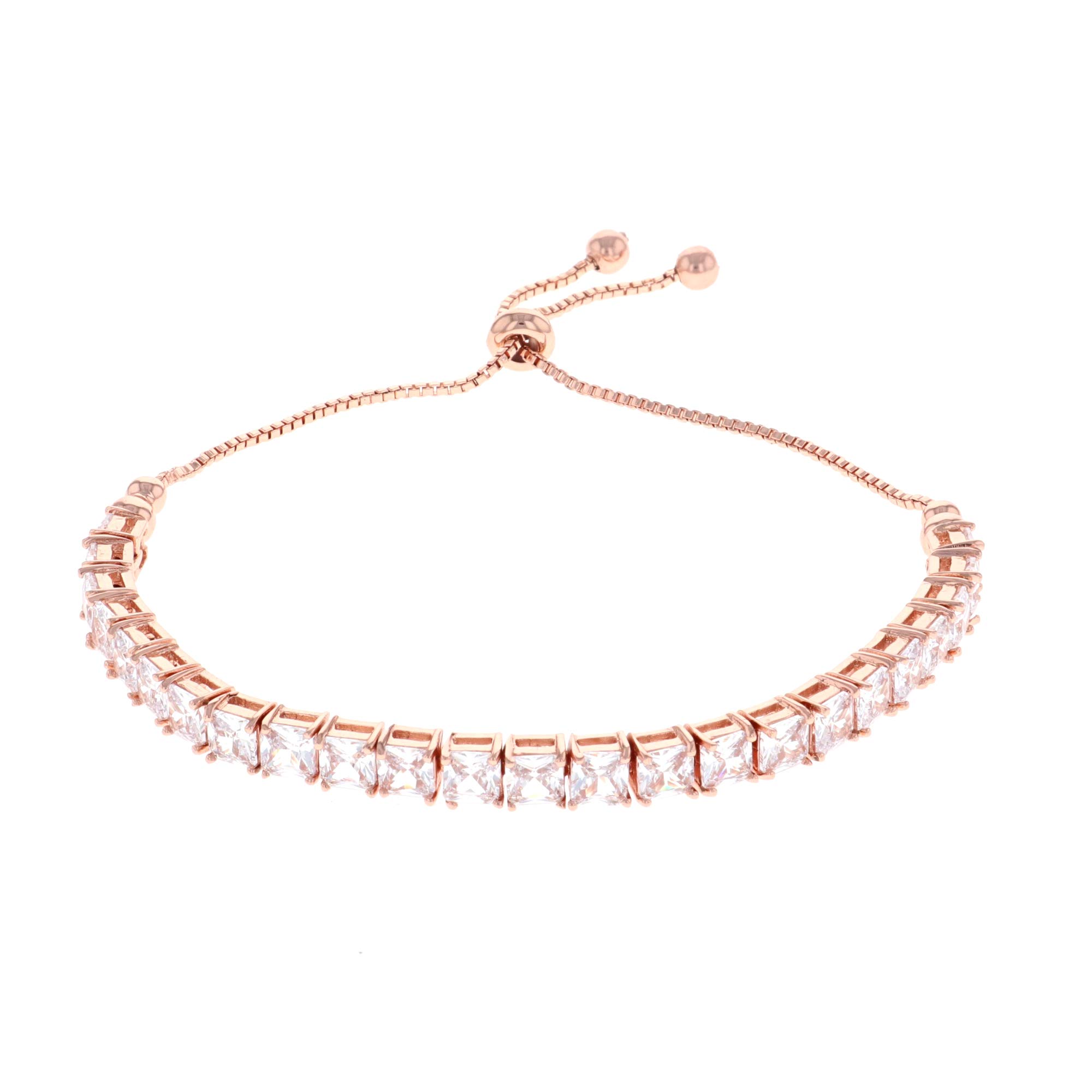 Montana Silversmiths Women's Squarely A Rose Gold Tennis Bolo Bracelet Silver One Size