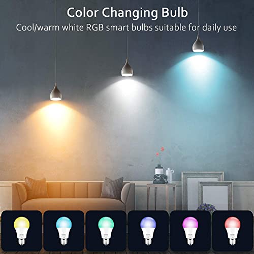 Peteme Alexa Smart Light Bulbs, RGB Color Changing WiFi Smart Bulbs That Work with Alexa, Siri, Echo, Google Home (No Hub Required), E26 A19 7W (2 Pack)