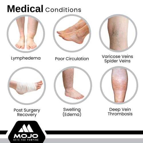 Mojo Compression Socks - Extra Wide 4XL Plus Size Compression Sleeves for Swollen Calves - Footless Compression Socks for Men and Women, Black, 20-30 mmHg - 1 Pair