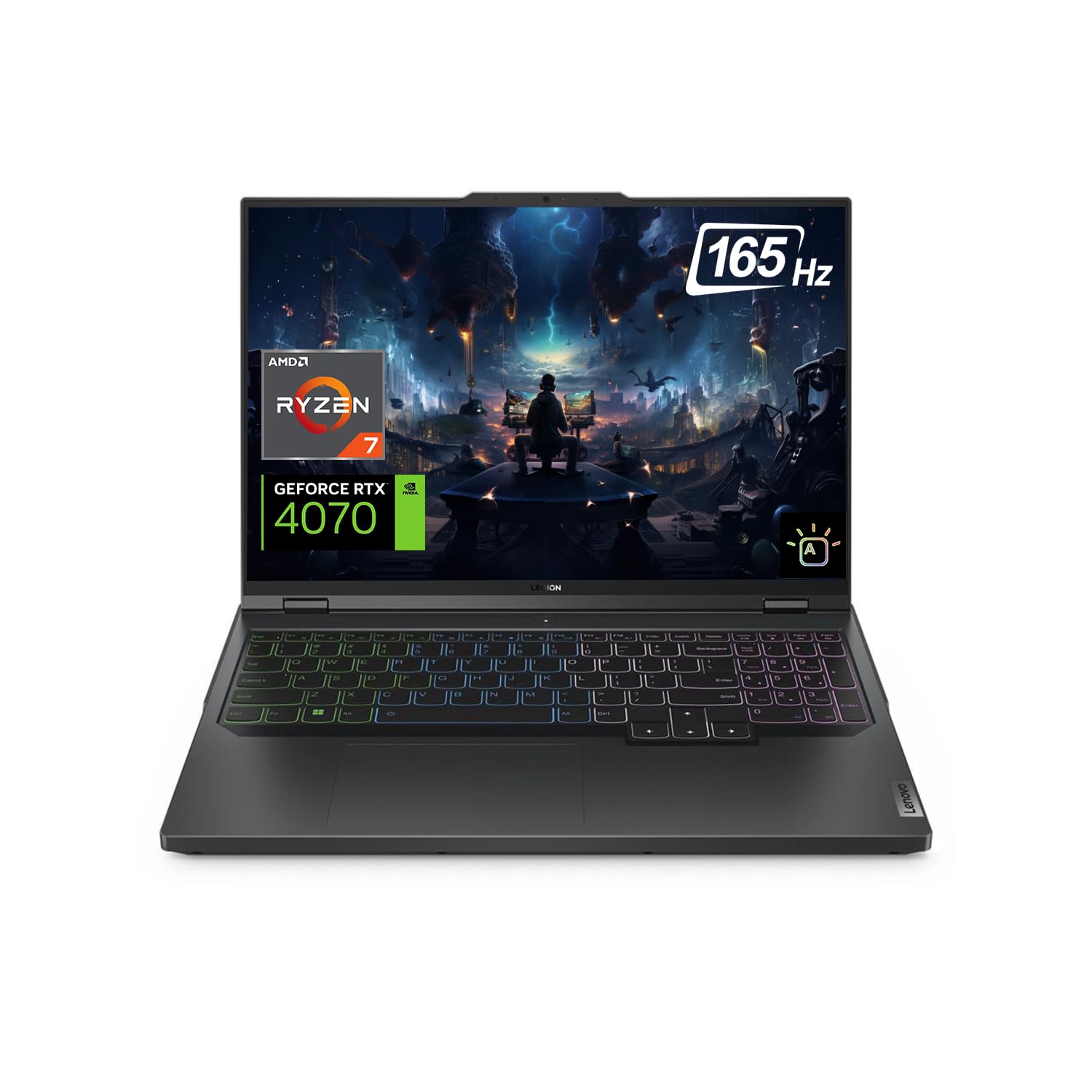Lenovo Legion Pro 5 Gen 8 Gaming Laptop, 16ā WQXGA 165Hz Screen, AMD Ryzen 7 7745HX Processor, NVIDIA GeForce RTX 4070, 32GB DDR5 RAM, 2TB SSD, RGB Backlit KB, Wi-Fi 6, Windows 11 Home, Onyx Grey