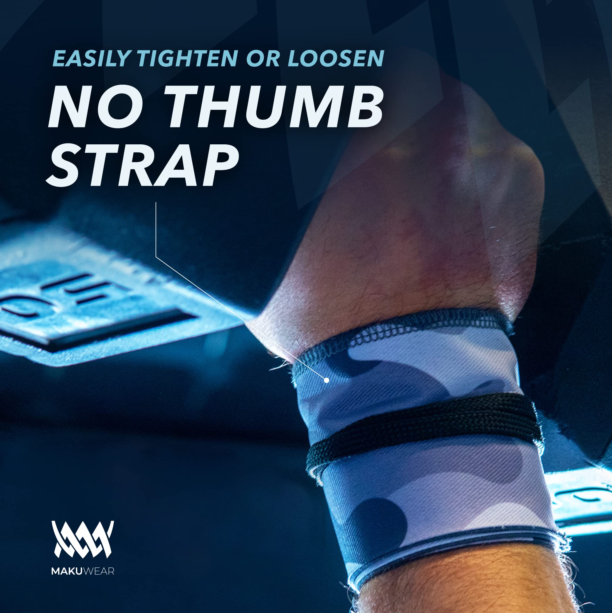 MakuWear Thumbless Wrist Wraps for Women and Men, Workout Wrist Support, Snow Camo