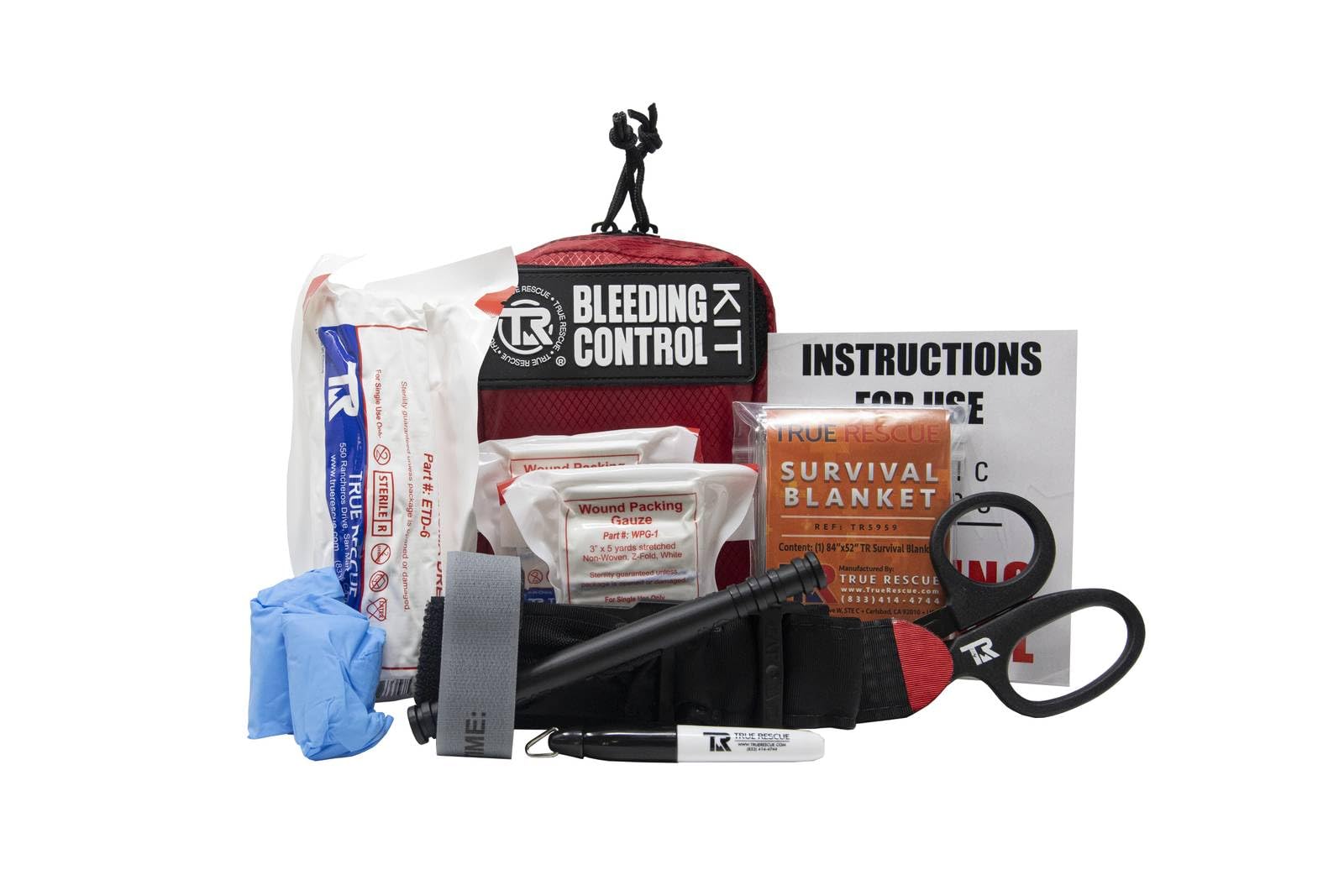 True Rescue Bleeding Control Kit, Individual with Tourniquet (C-A-T, Standard), Quality Trauma Kits for Stopping Bleeding. Choice Life Saving Tourniquet for Each Level of Bleeding Control.