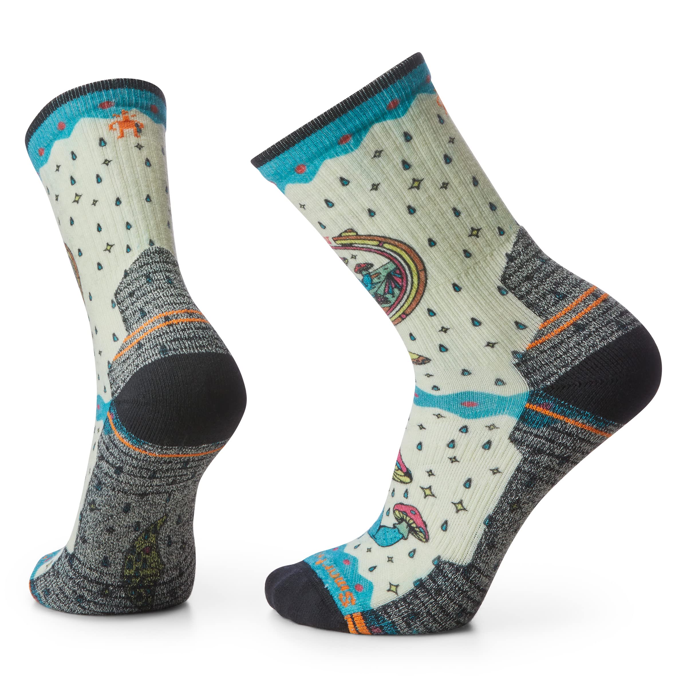 Smartwool Men's Hike Light Cushion Merino Wool Explore The Unknown Print Crew Socks Natural, Large