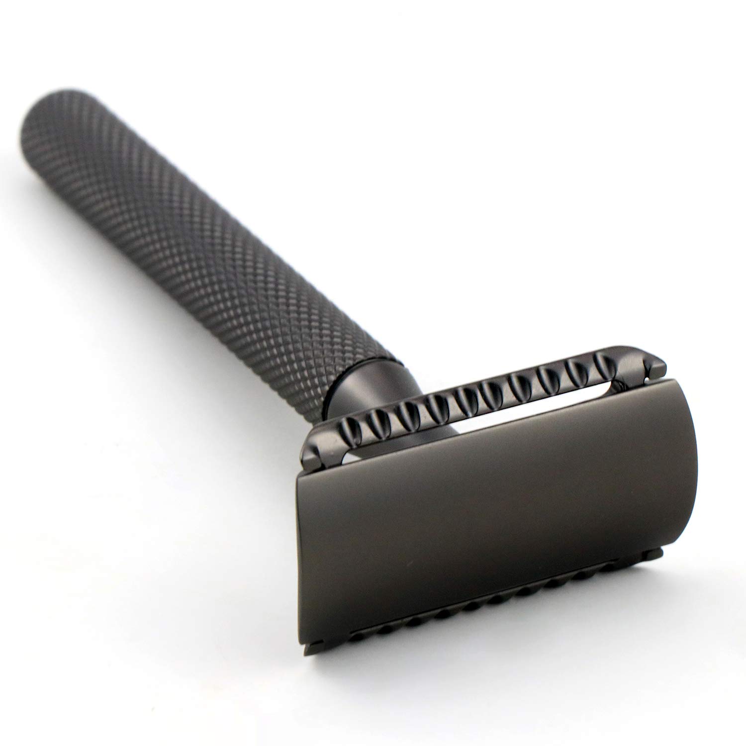 WEIDI Elegant Silver Double Edge Safety Razor Long Handle Reusable Rust-proof Manual Wet Shaving Shaver for Men Women - with 5 Platinum Blades WRT1C