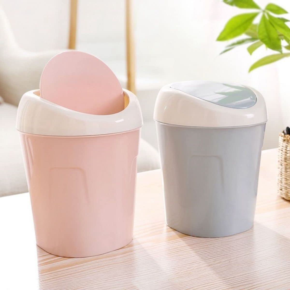 YITAQI Trash Can Living Room Home Mini Bedside Desktop Plastic Garbage Bin Waste Basket Storage Organizer(Green)
