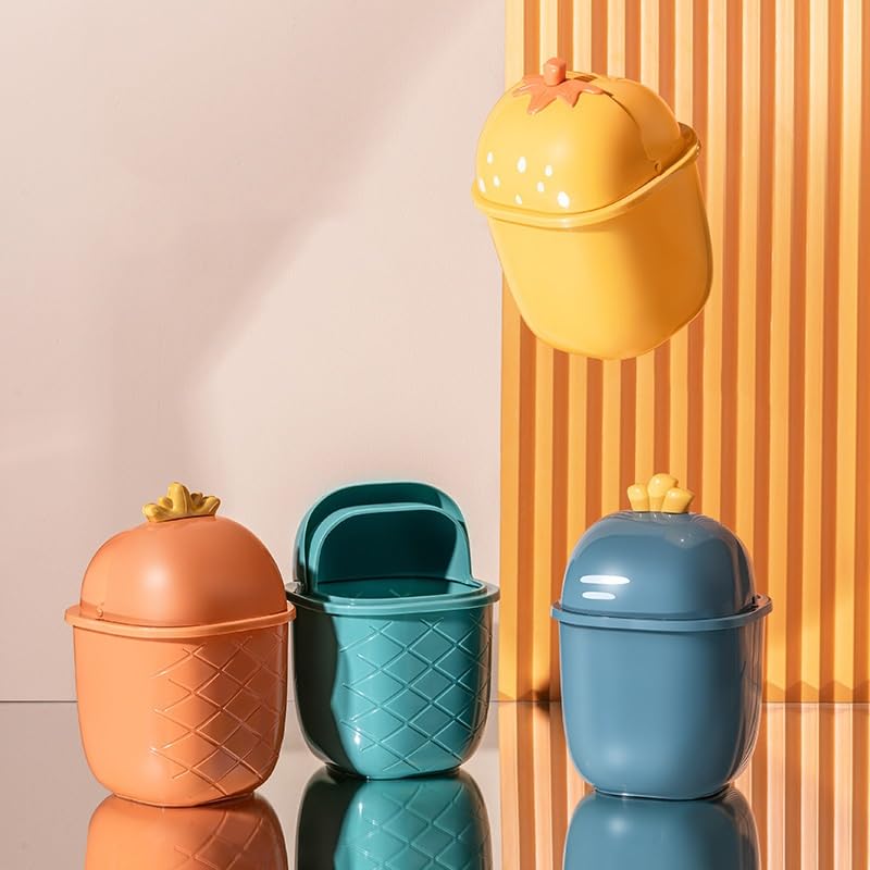 LHLLHL Desktop Trash Can Mini Household Small Trash Bin with Lid Dormitory Bedroom Storage Bin Trash Bin