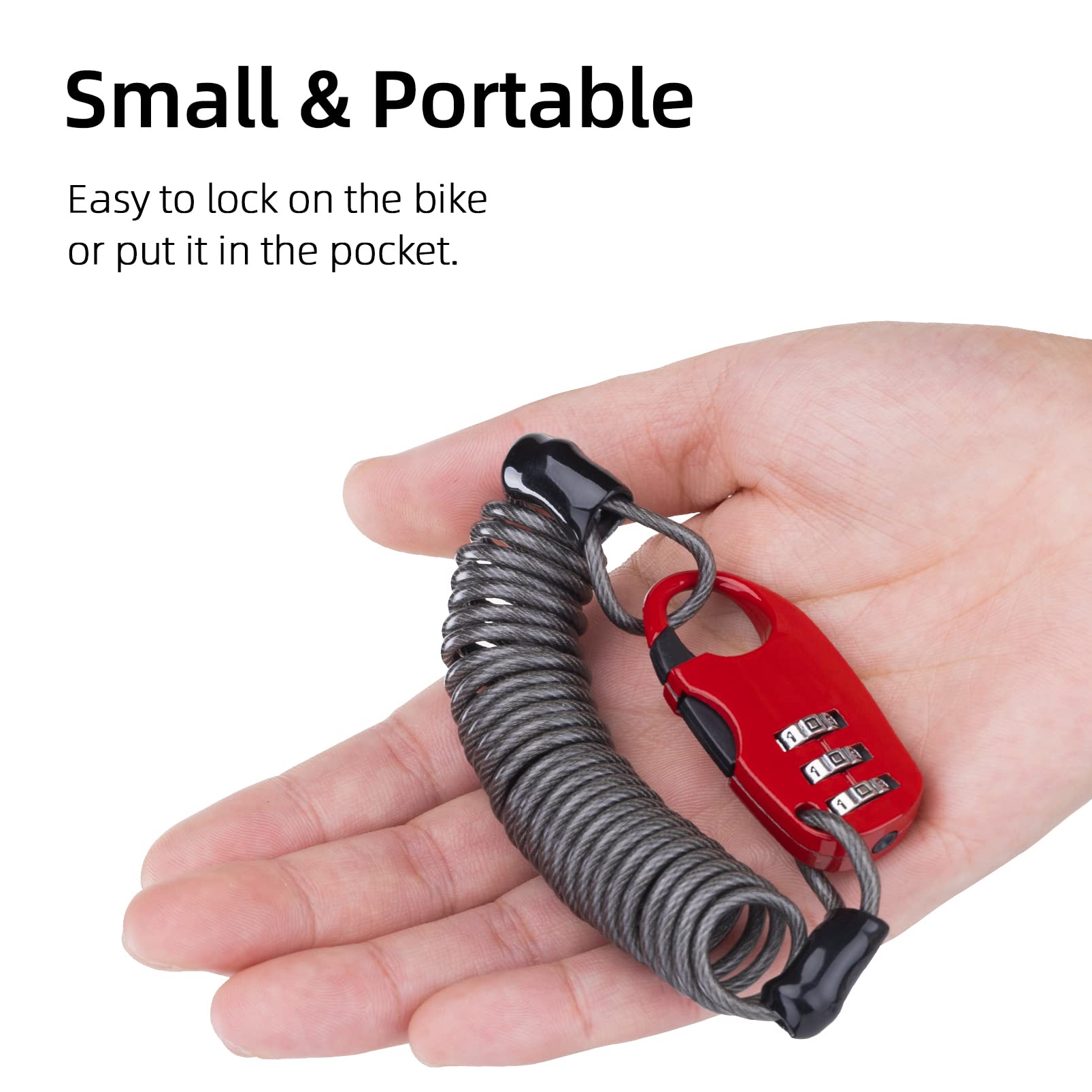 ROCKBROS Helmet Bike Lock Cable Mini Motorcycle Anti-Theft Bicycle Locks Portable 3 Digit Resettable Cycling Cable Lock for Travel Luggage Helmet