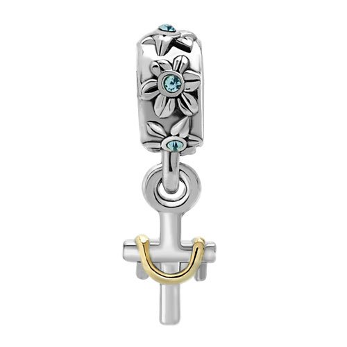 LovelyCharms Cross Dangle Charm Beads For Bracelets (White)