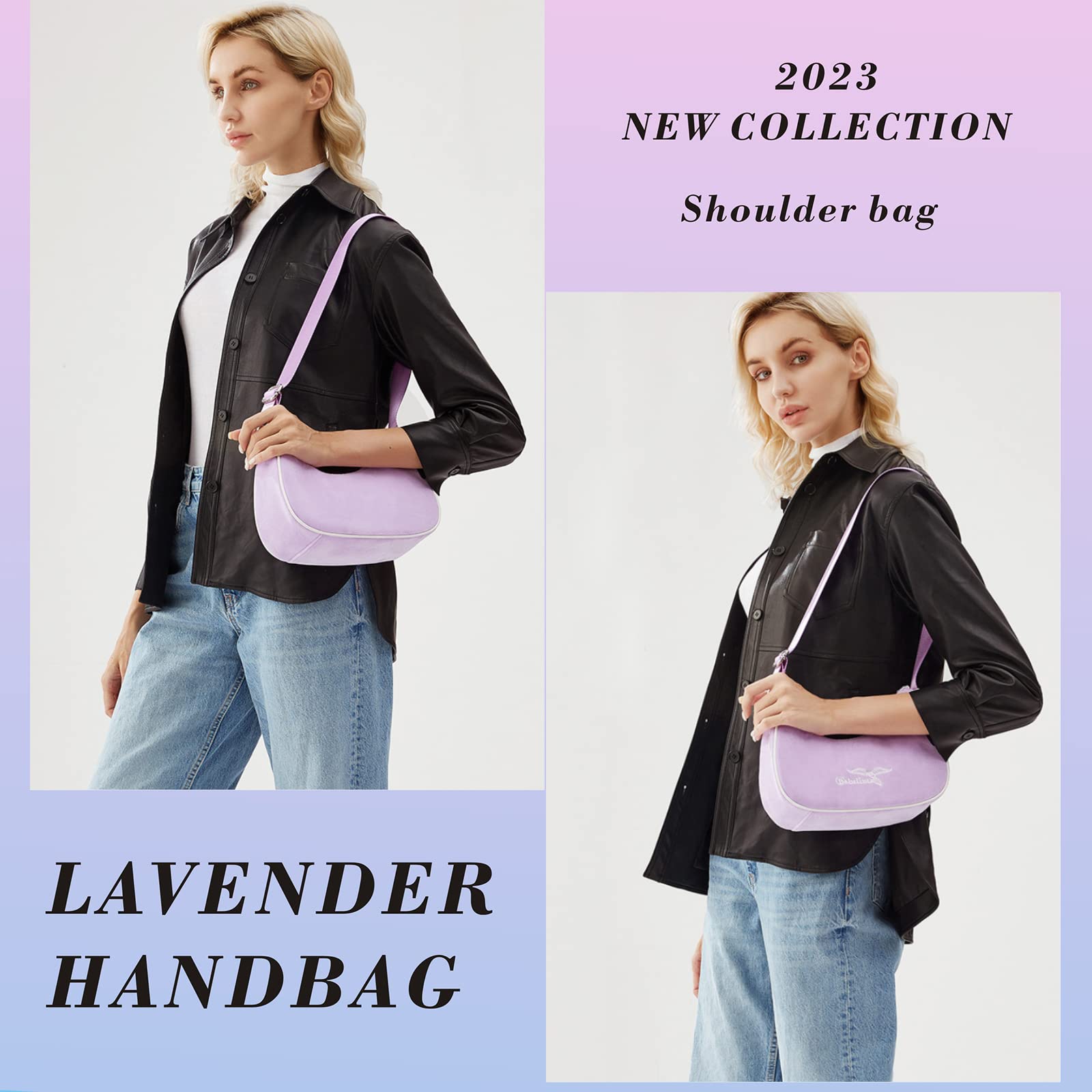 Shoulder Bag With Zipper Closure,Mini-Purses,handbags For Women In Lilac.