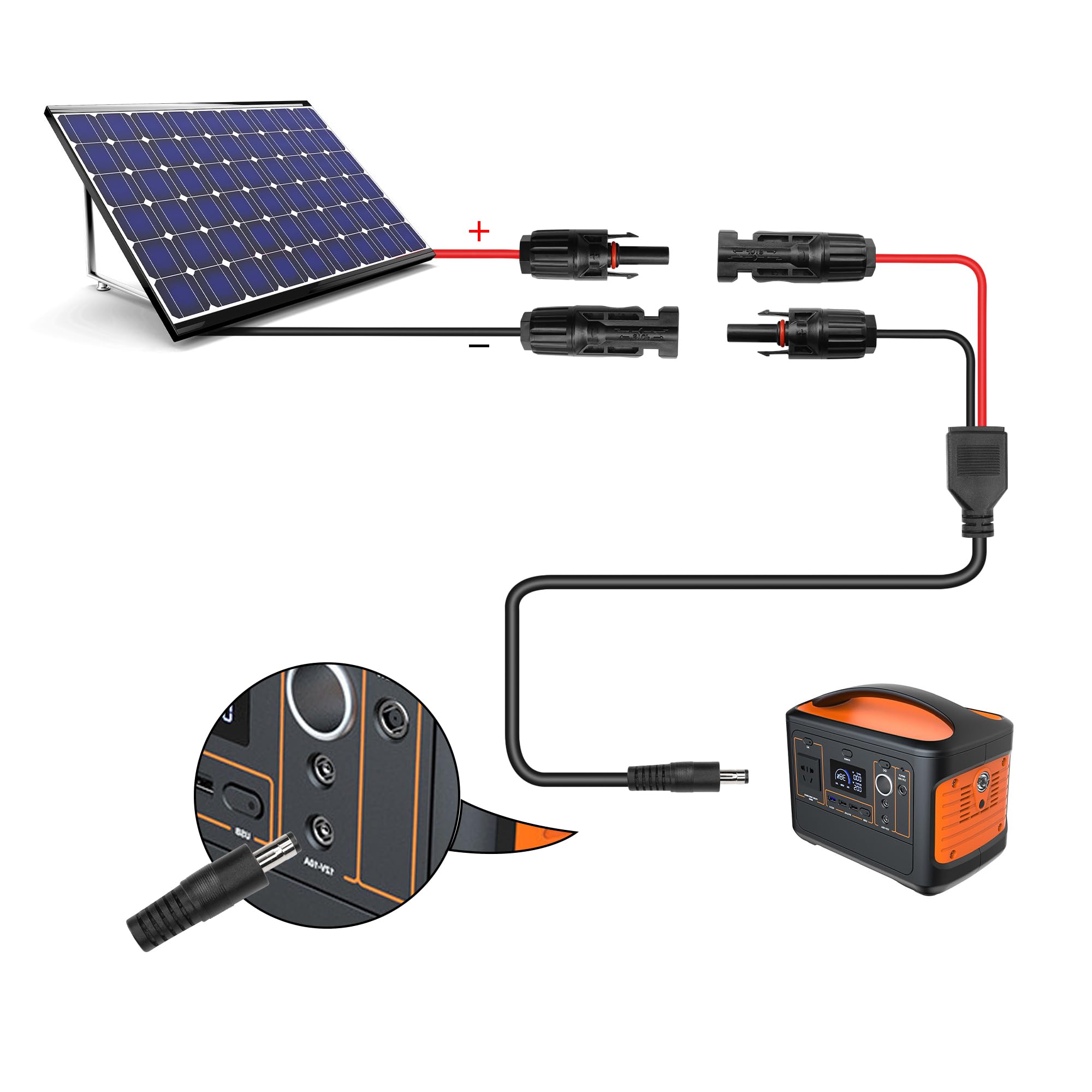 PNGKNYOCN Solar Panel Connectors to DC 5.5x2.1mm Extension Power Cable 14AWG Solar Panel Converter Cable for Solar Panel Charger and Portable Solar Generator(4.9FT)