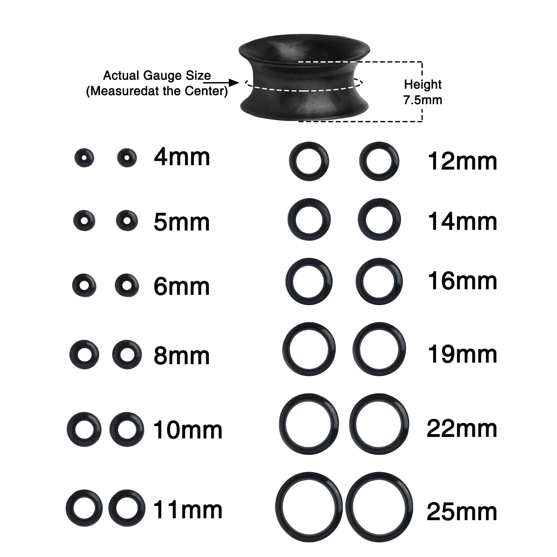 OUFER 8PCS Soft Silicone Ear Gauges Flexible Ear Skin Tunnels Earlets Plugs Stretcher Expander Set Ear Piercing Jewelry
