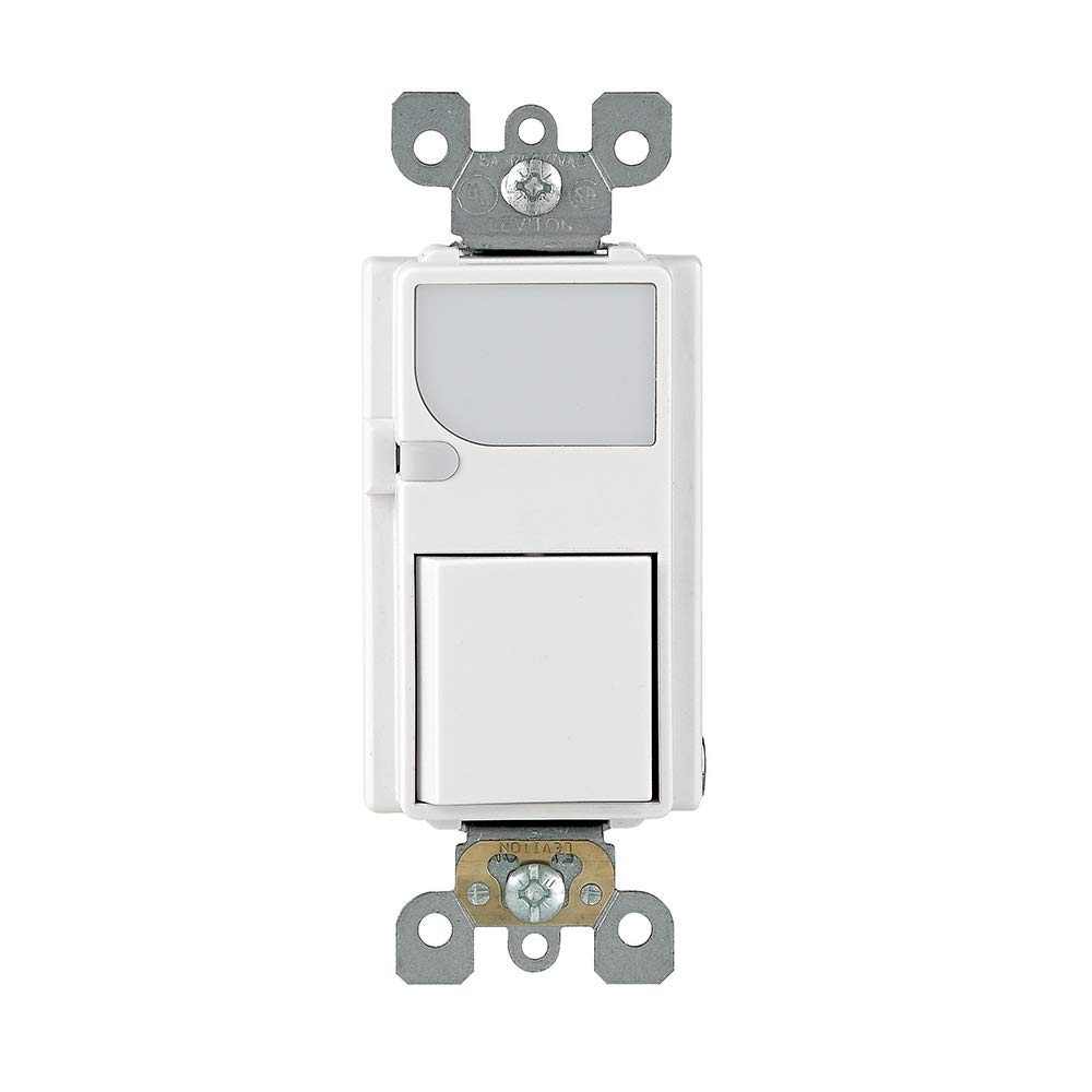 Leviton 6526-W 15-Amp 120V AC Combination Decora Switch with LED Guide Light, White
