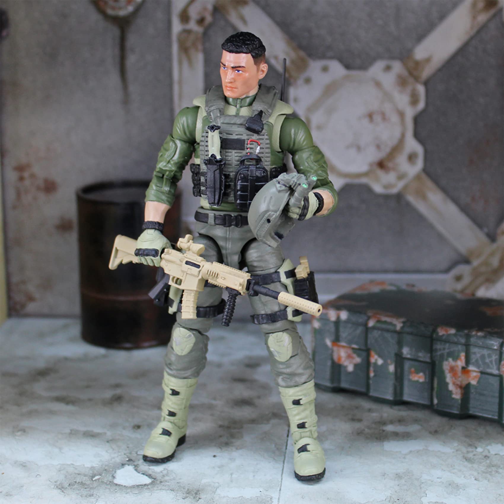 Valaverse 1/12 Scale Action Force Blowback Military Figure, 6.5 Inch SWAT Soldier with Weapons & Playset Accessories