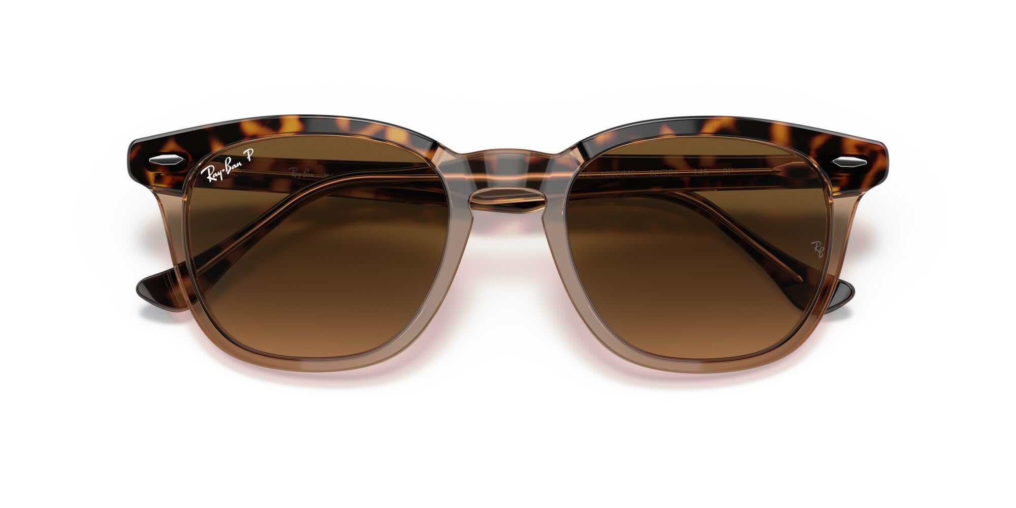 Ray-Ban RB2298 Hawkeye Square Sunglasses, Havana On Transparent Brown/Brown Gradient Polarized, 52 mm