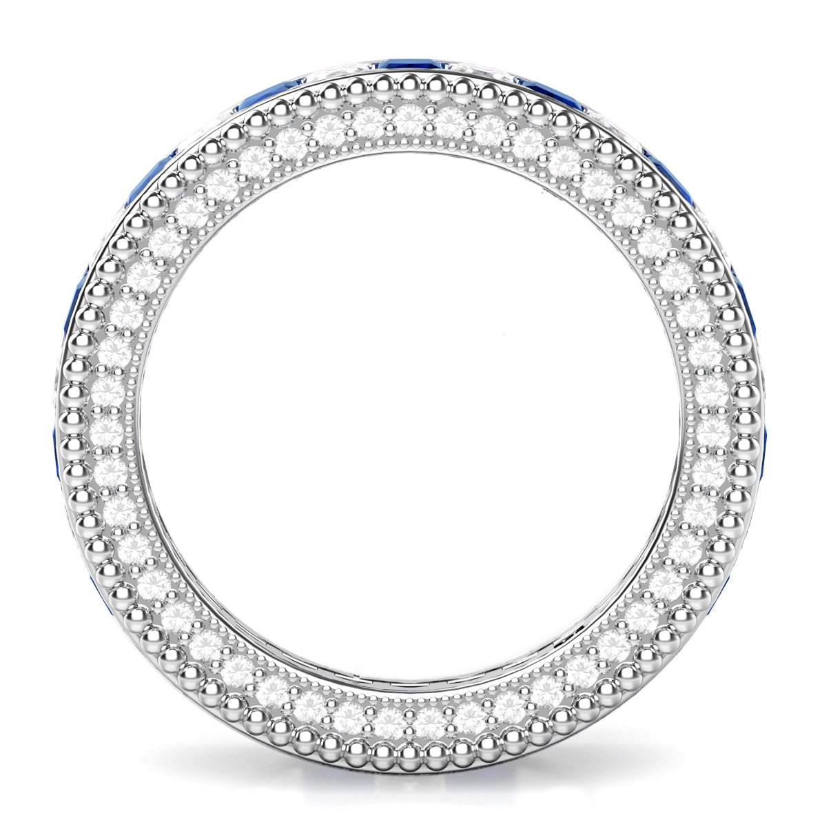 Metal Factory Sz 8 Sterling Silver 925 Princess Cut Blue & White Cubic Zirconia CZ Eternity Band Ring