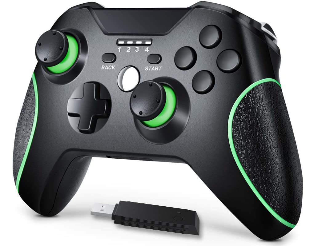 OKHAHA Wireless Controller for Xbox One (X/S), Series X/S, PS3&PC, 3rd-Party PC Controller Wireless for PS3 Controller for Xbox One Controller Wireless for Xbox Controller Wireless 2.4GHZ Black Green