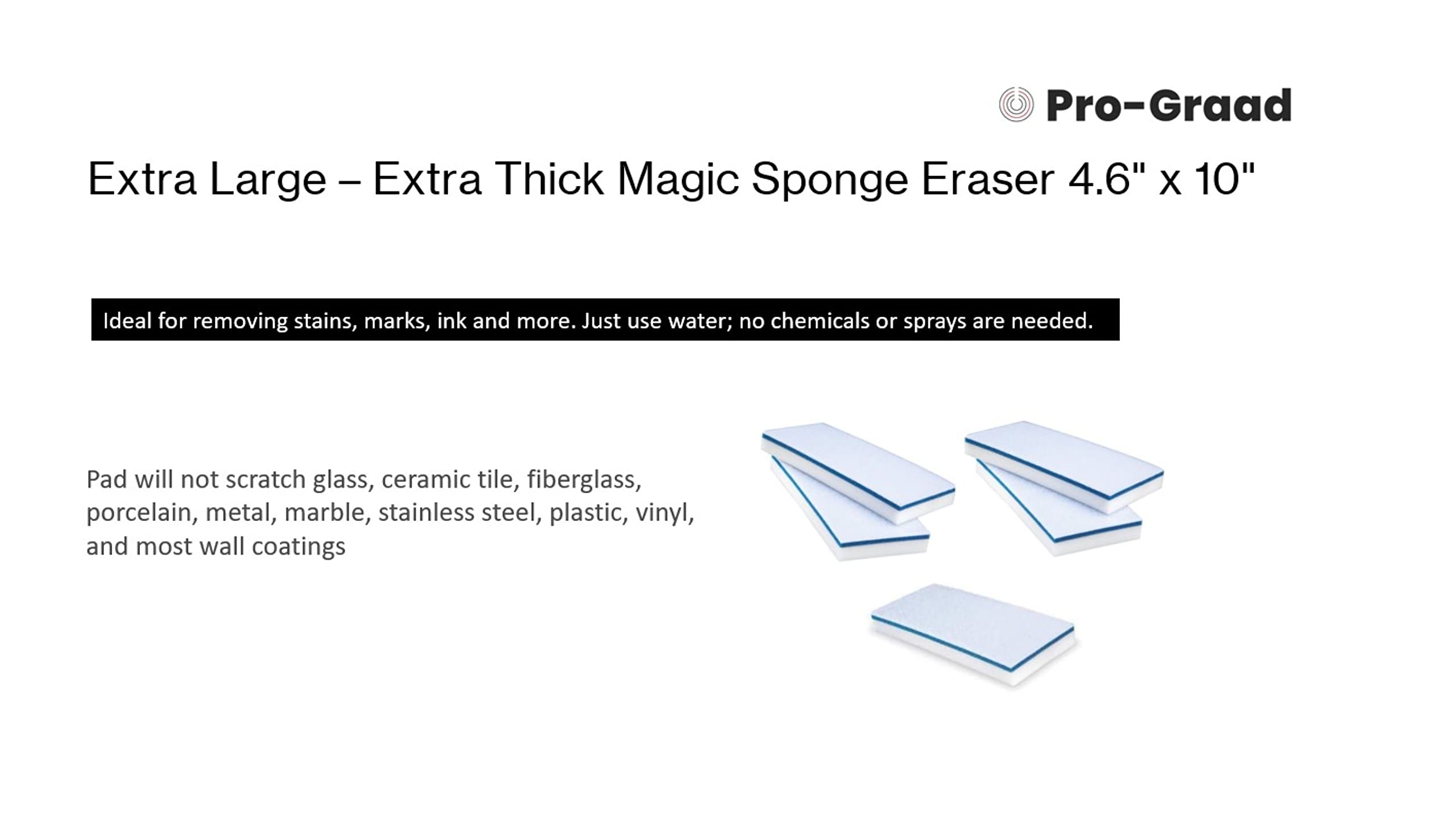 Magic Mopper Eraser Pads - 5 Pack 4.5" x 10" x 1" Commercial Grade Melamine Sponges for Floor, Tile, Grout, Baseboard & Walls - Durable & Versatile Cleaning - Compare to Magic Eraser - Doodlebug Pad