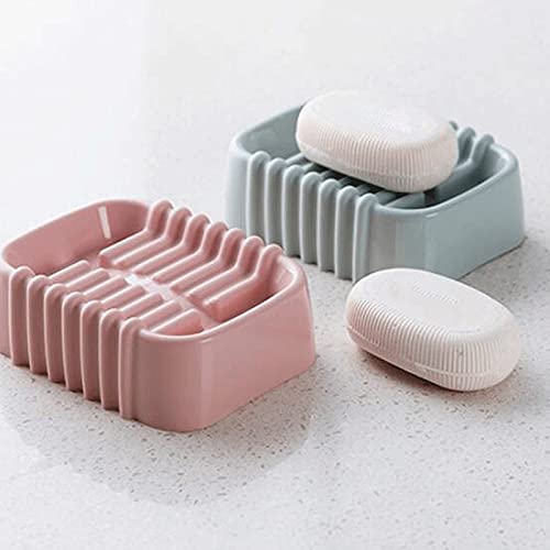 PLMM soap Box， Soapbox Plate Tray Drain Bathroom Flexible Soap Dishes Storage Holder Creative Bath Tools (Color : Pink)