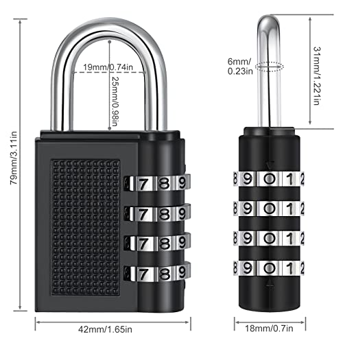 ZHEGE Gym Lock, 4 Digit Combination Lock for Locker, Fence, School, Toolbox, Hasp Storage (Black)