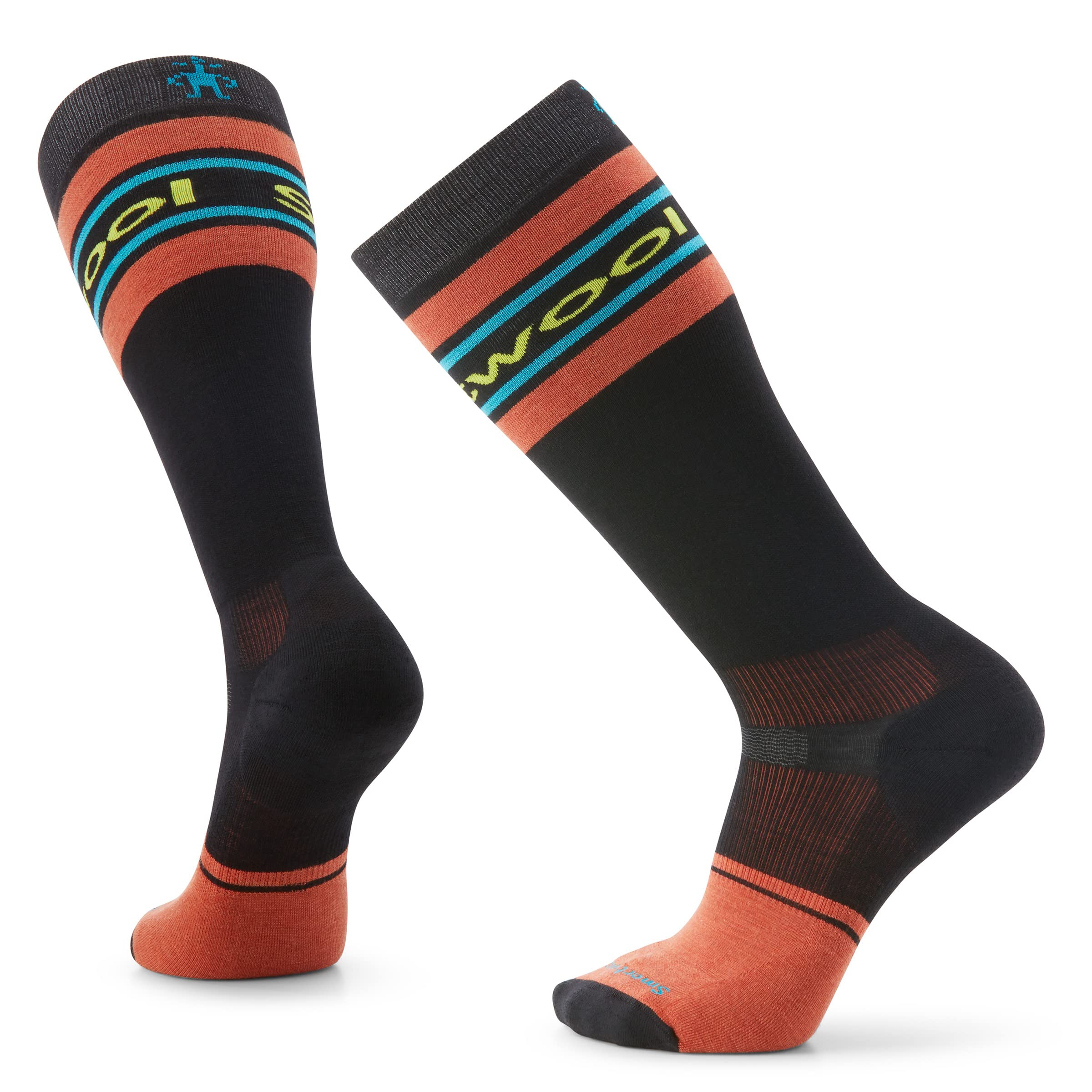 Smartwool Snowboard Logo Targeted Cushion Merino Wool Over The Calf Socks For Men and Women, Black, Large