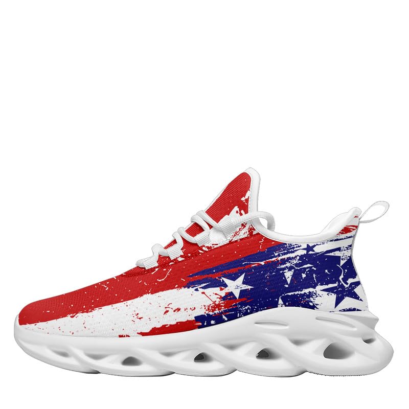 Men's Mesh Running Shoes: American Flag Patterns for Patriotic Enthusiasts and Veterans, Lightweight Breathable Tenis Sneaker Ideal Gift for Dad