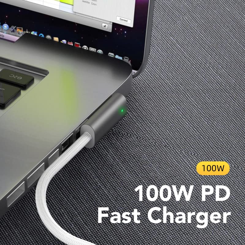 ππ₯π’π¦π USB C Magnetic Right Angle Adapter USB C 2 T-Tip Cable Cord 5.9FT1.8M PD 60W 100W Power Fast Head Charging Compatible with Old MacBook Pro After 2012 Year (No 14-15V Output) (Magsafe2 C)