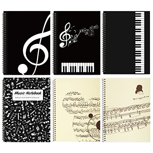 MAXCURY Music Notebook, Blank Sheet Music Notebook, Cardboark Spiral Notebook Manuscript Paper, Composition Staff Paper for Kids, Musician, Students, Piano-Keyboard-Music-Notebook 100 Pages 26x19cm