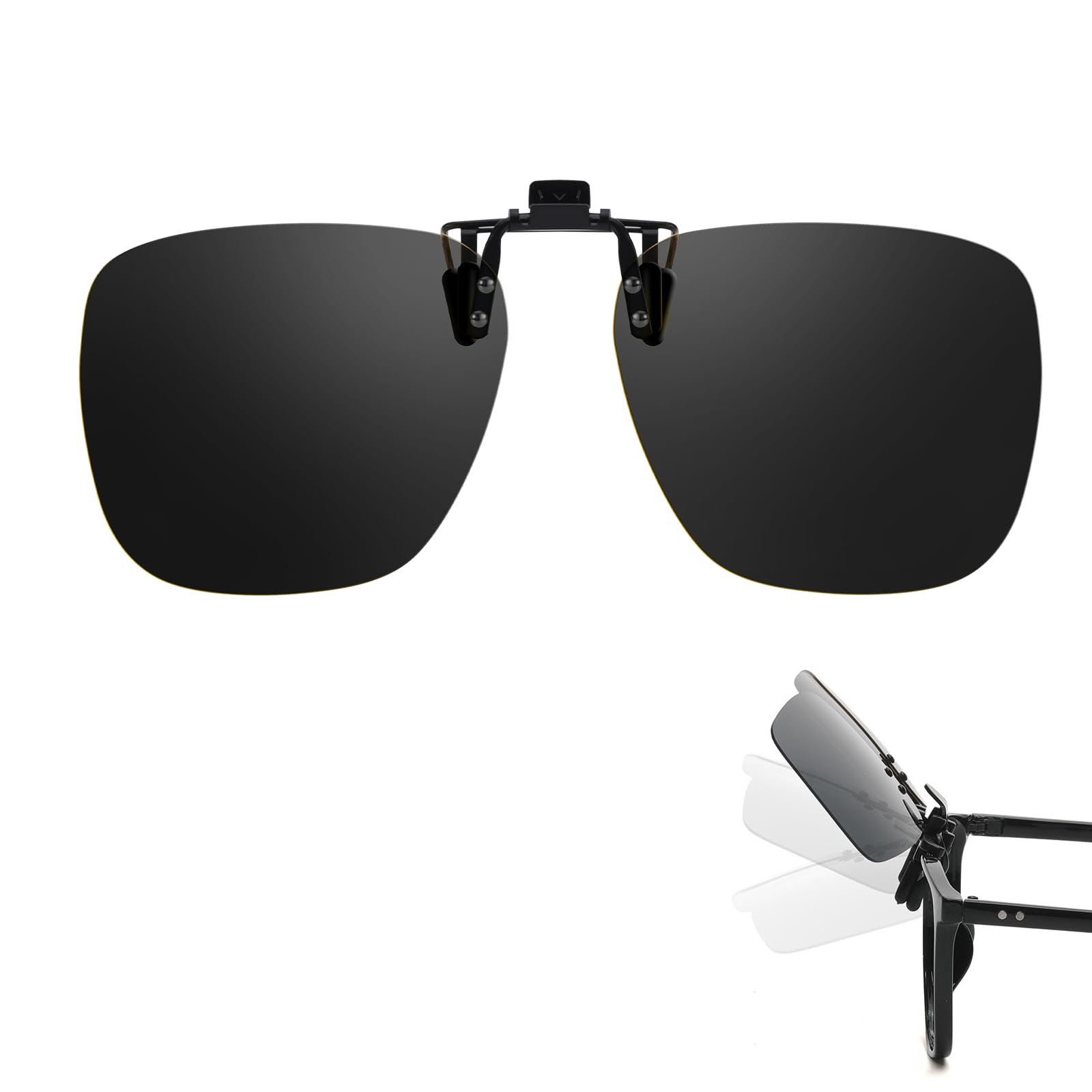 Trysee Clip on Sunglasses Over Prescription Glasses for Men Women Polarized Flip Up for Eyeglasses Anti Glare TS103