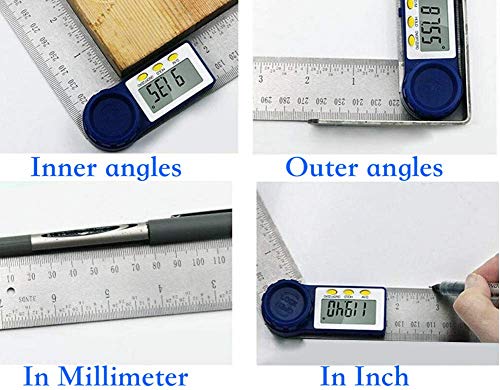 Suncala Digital Angle Finder Protractor with Zeroing and Locking Function, 7-Inch Stainless Steel Angle Finder Ruler