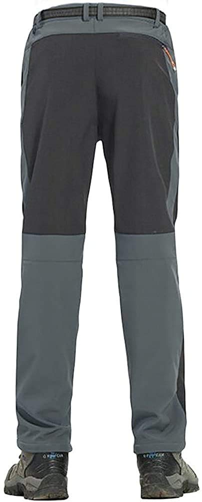 Men's Snow Ski Hiking Pants Waterproof Windproof Fleece Lined Reinforced Knees Winter Work Pants with Zipper Pocket (Dark Grey,M)