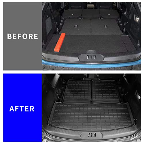 Rongtaod Cargo Mat Compatible with 2020-2024 Ford Explorer 6&7 Passenger Cargo Liner Trunk Mat Back Seat Cover Protector 2023 Explorer Accessories (Trunk Mat with Backrest Mat)