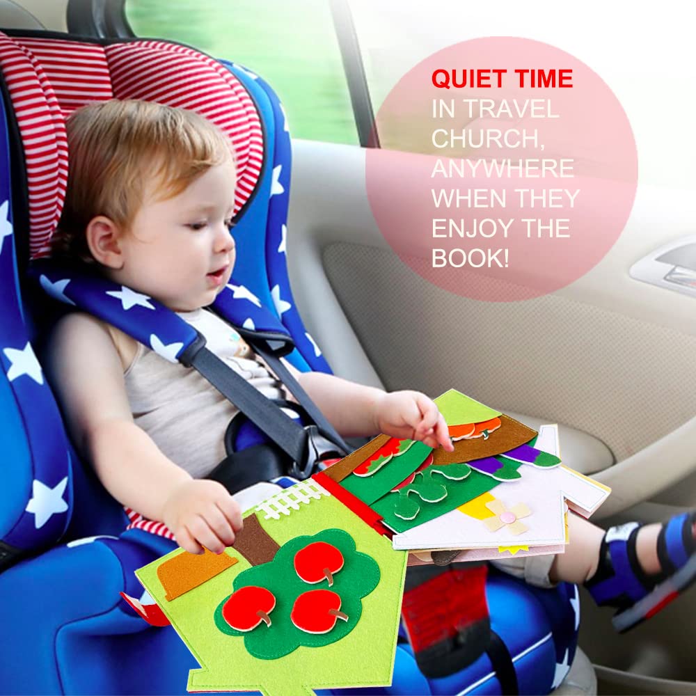 MOVEBO- Quiet Book Toddler Book (My Farm Day),Farm Animals Activity Busy Book,Felt Book,Quiet Book for Toddlers and Children