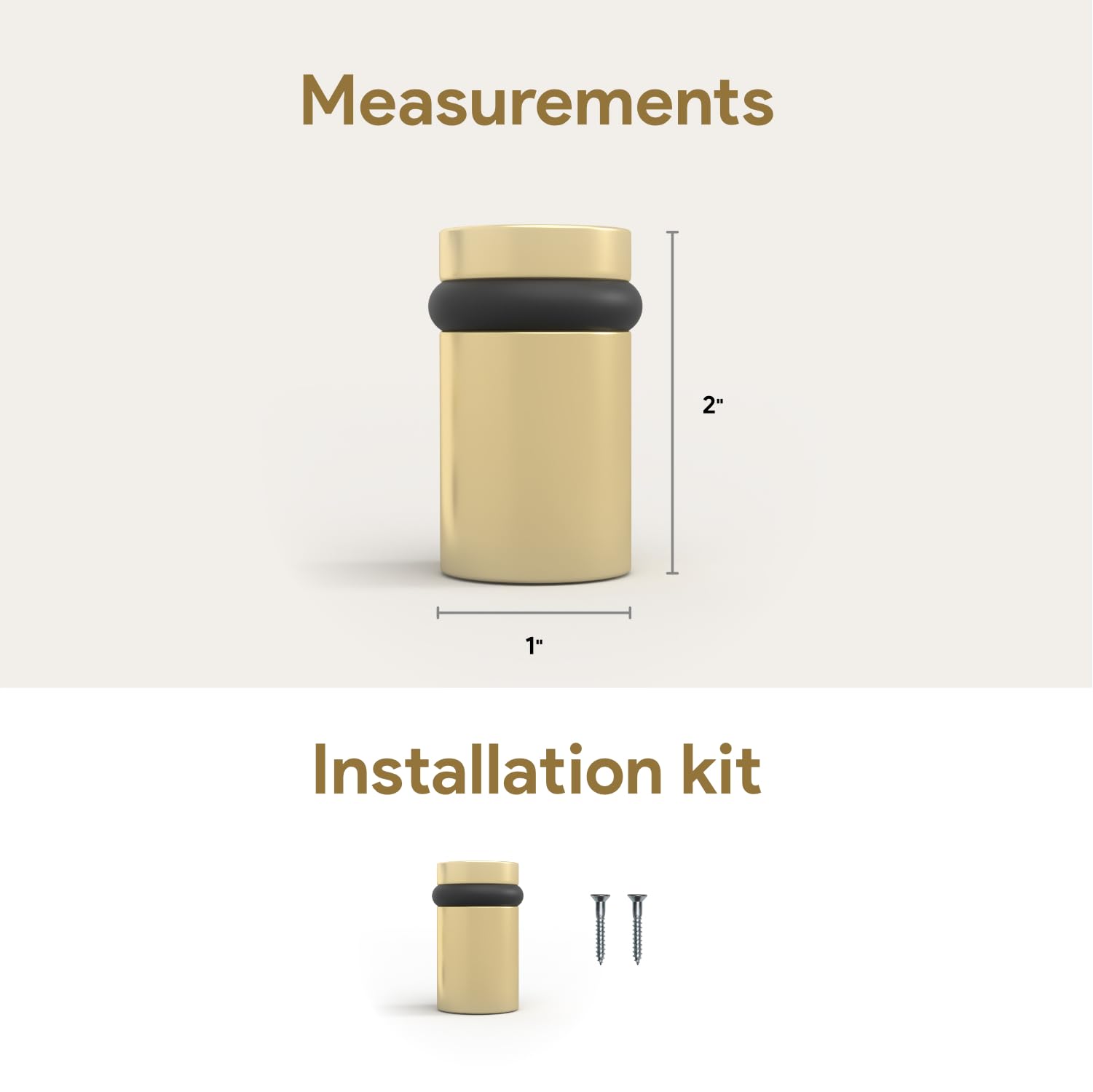 MEGA HANDLES Floor Door Stopper - Gold Door Stopper Quickly Installed Wall Protector, Wall Protectors from Door Knobs, Door Stop Floor Mount with mounting Hardware Included - Satin Brass - 2 Inch