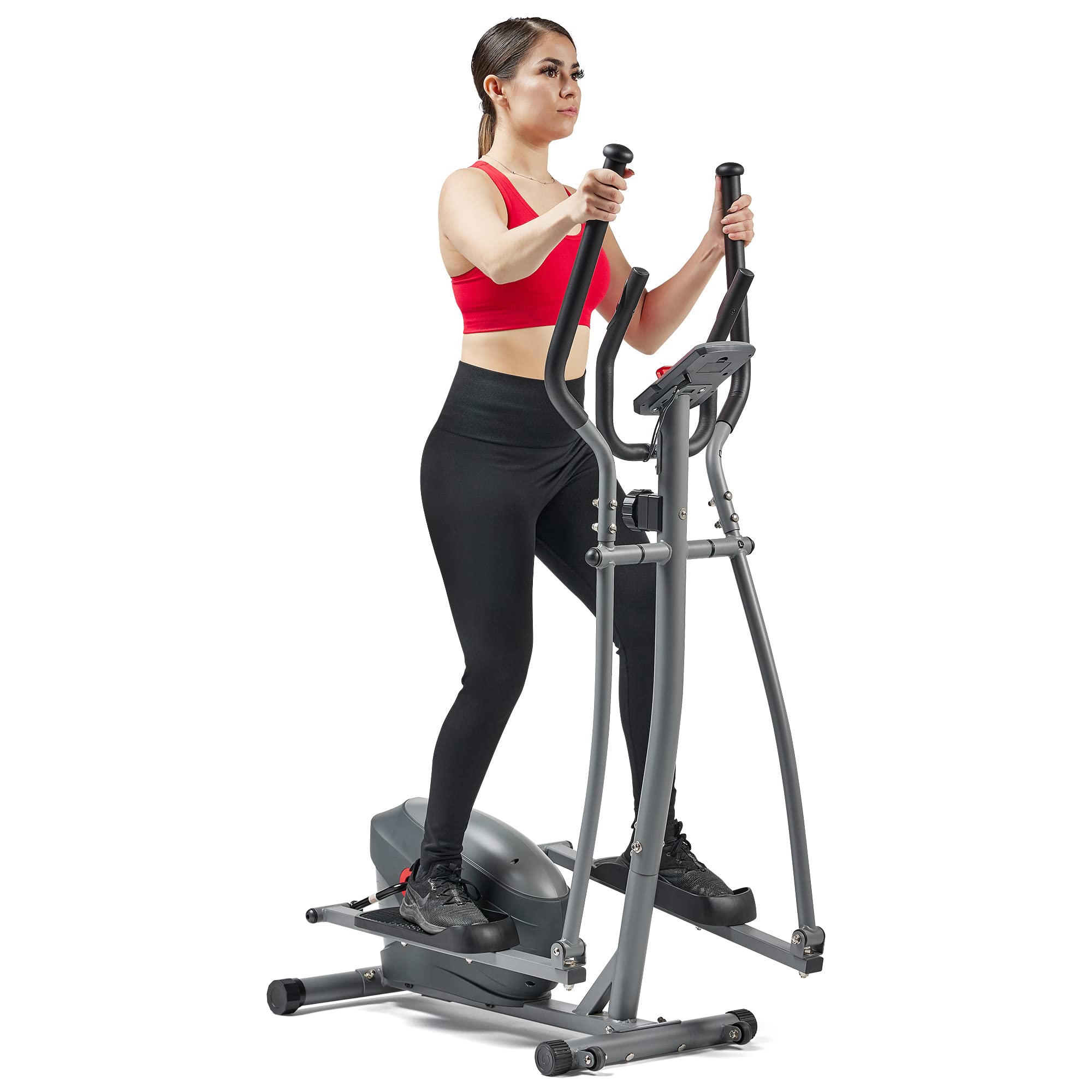 Sunny Health & Fitness Performance Compact Elliptical Machine with 8-Level Adjustable Resistance, Pulse Sensor & Exclusive SunnyFit App Enhanced Bluetooth Connectivity - SF-E320033