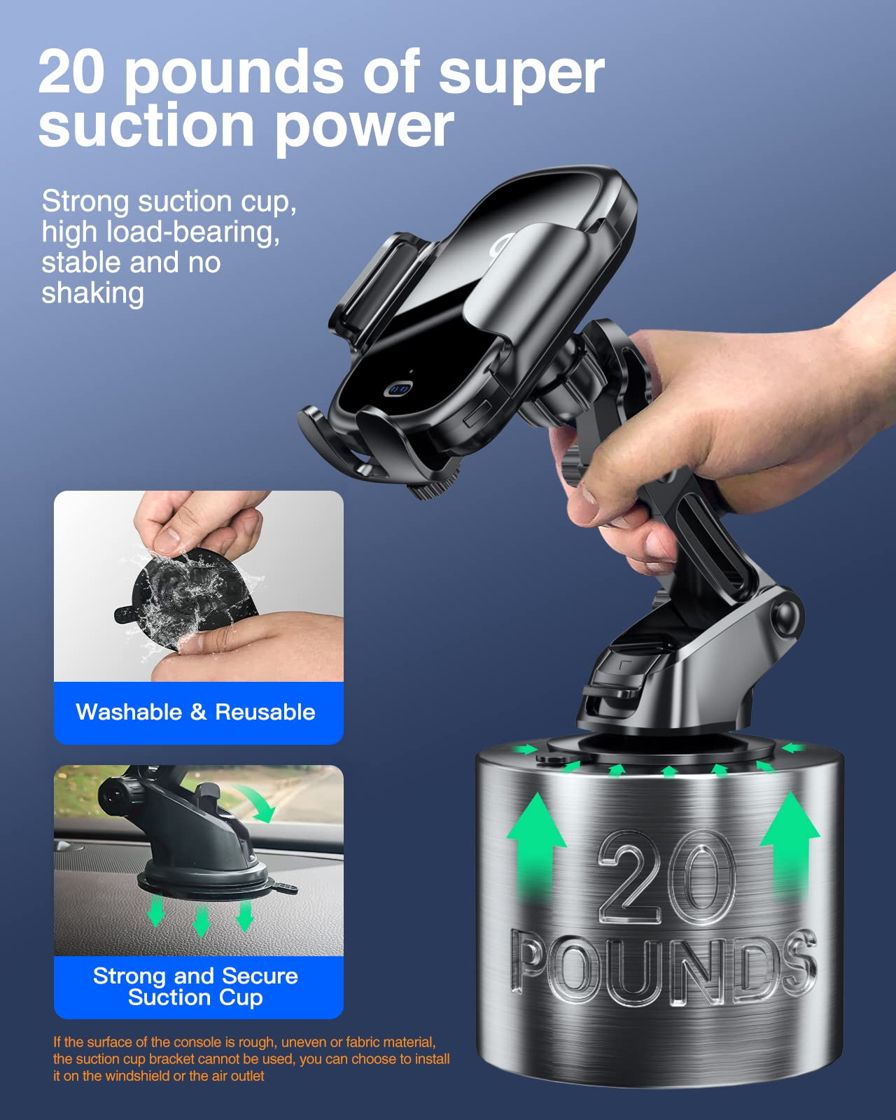 Wireless Car Charger, 15W Qi Fast Wireless Charging Auto Clamping Phone Mount Windshield Dashboard Air Vent Phone Holder for iPhone 13/12/11/X/8 Series Samsung S20/S10/S9/S8/Note 10/Note 9/Note 8