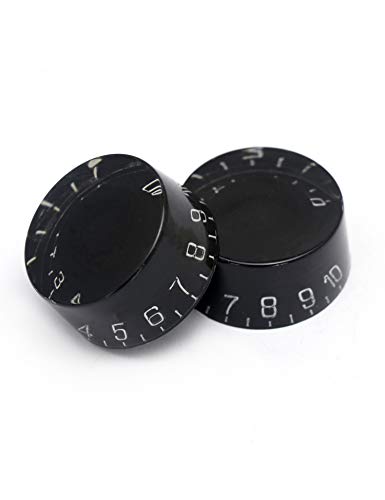 Metallor Electric Guitar Top Hat Knobs Speed Volume Tone Control Knobs Compatible with Les Paul LP Style Electric Guitar Parts Replacement Set of 4Pcs Black.