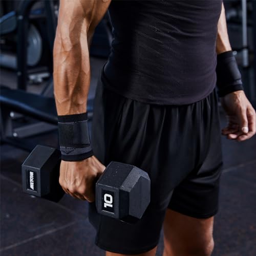 YUNYILAN 2 Pack Wrist Brace Carpal Tunnel, Wristbands Compression Wrist Strap, Wrist Wraps Support Sleeves for Work Fitness Weightlifting Sprains Tendonitis Pain Relief Breathable (Black, L)