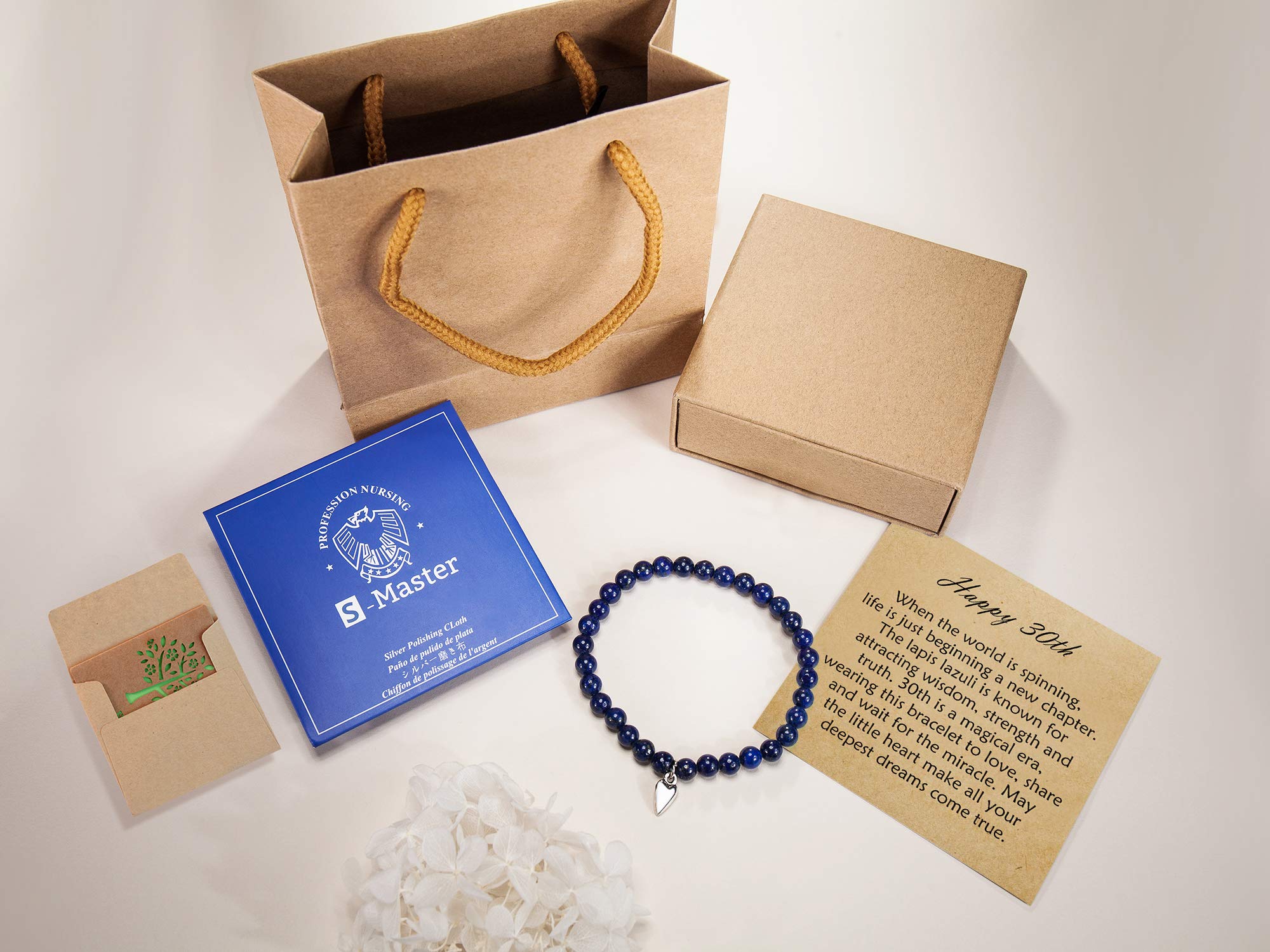 OFGOT7 30th Birthday Gifts for Women Turning 30 – Bead Bracelet with Message Card & Gift Box - Thirtieth