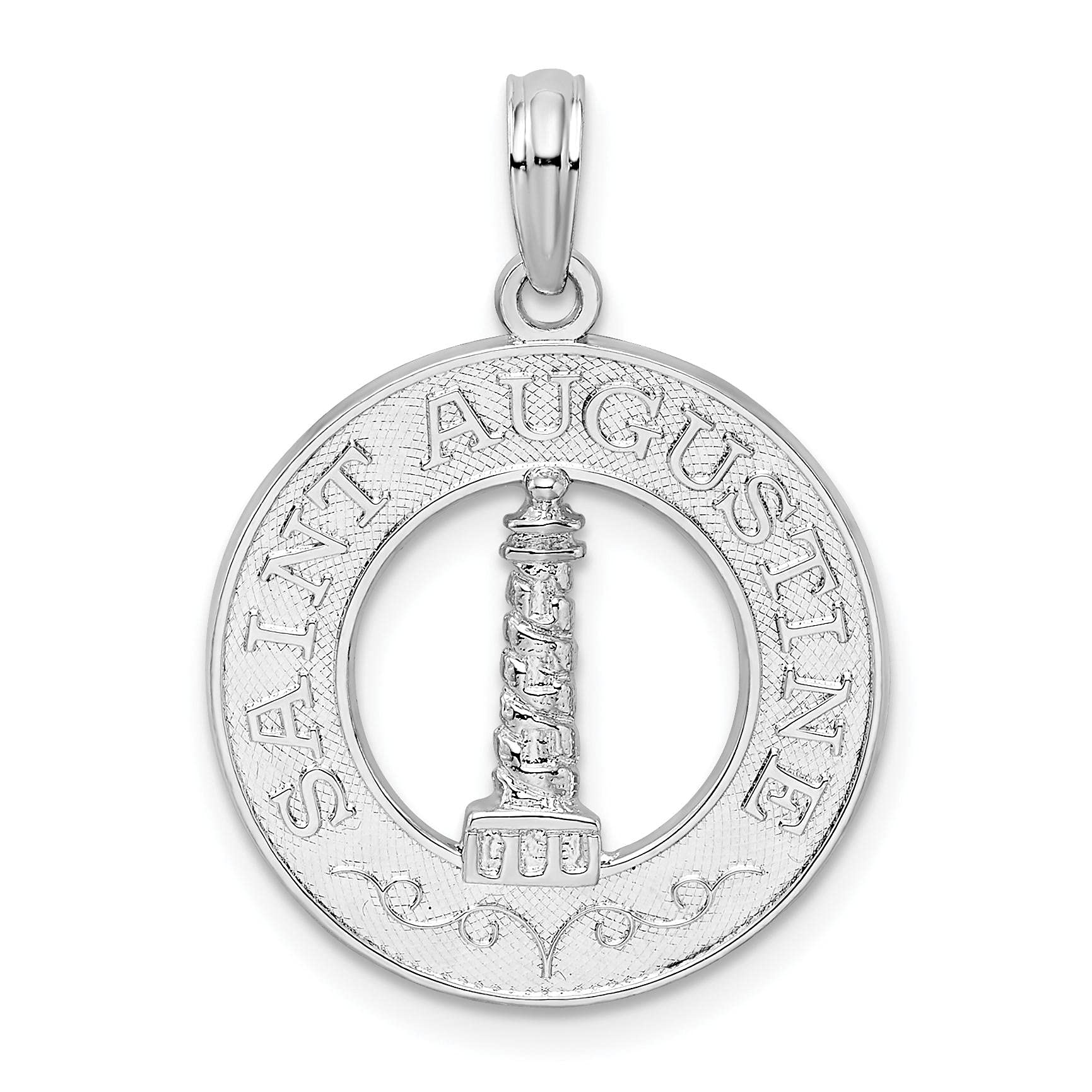 Million Charms 925 Sterling Silver Travel Charm, Polish St. Augustine with and Lighthouse Circle Pendant