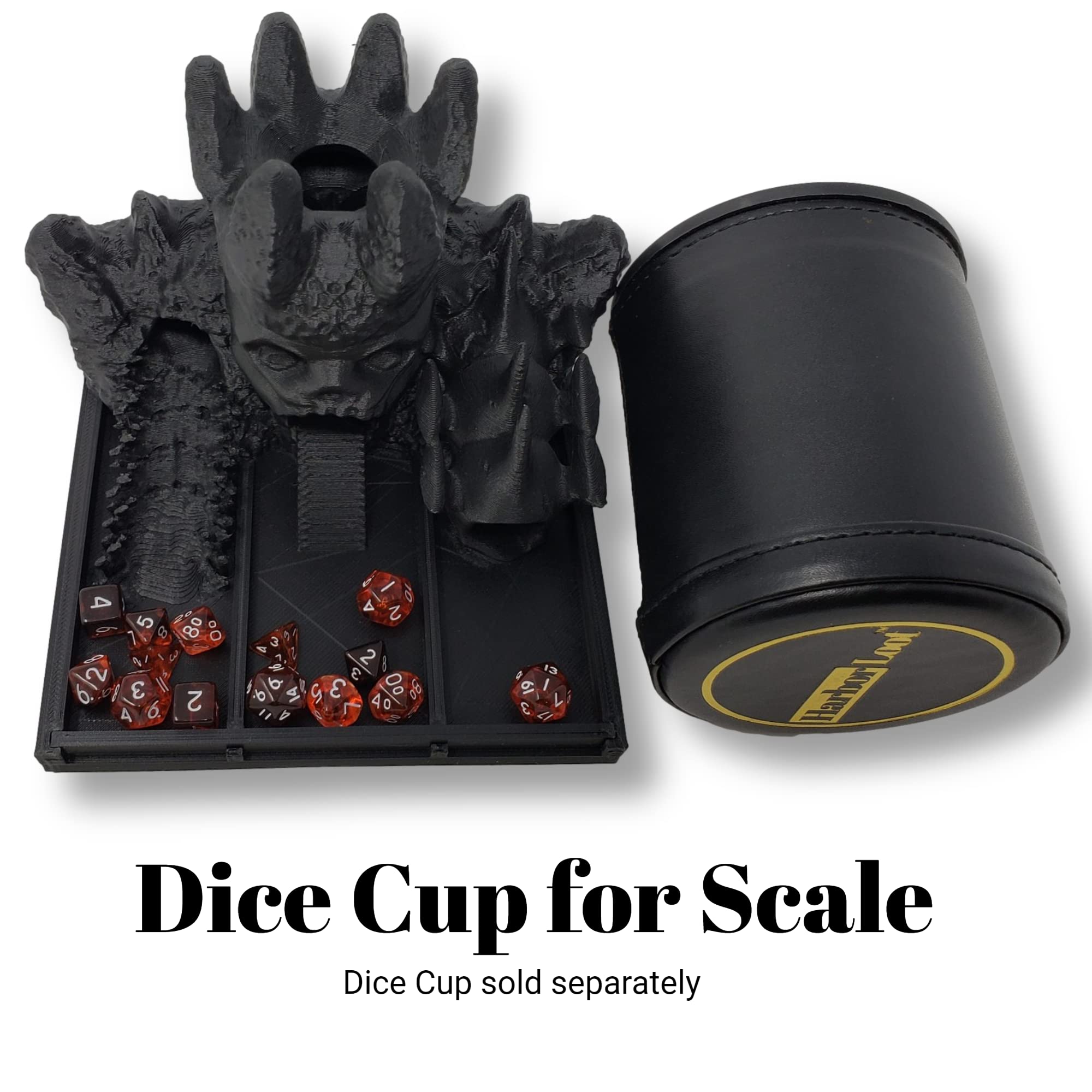 Undead King Mini Dice Tower Including 2 Sets of Mini RPG Dice and Integrated Dice Tray