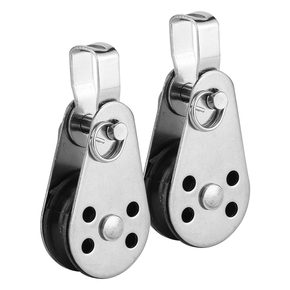 Marine Pulleys Stainless Steel Pulley Blocks Rope Runner Kayak Anchor Trolley Kit for Marine Boat Kayak Canoe Accessories for 2mm to 8mm Rope